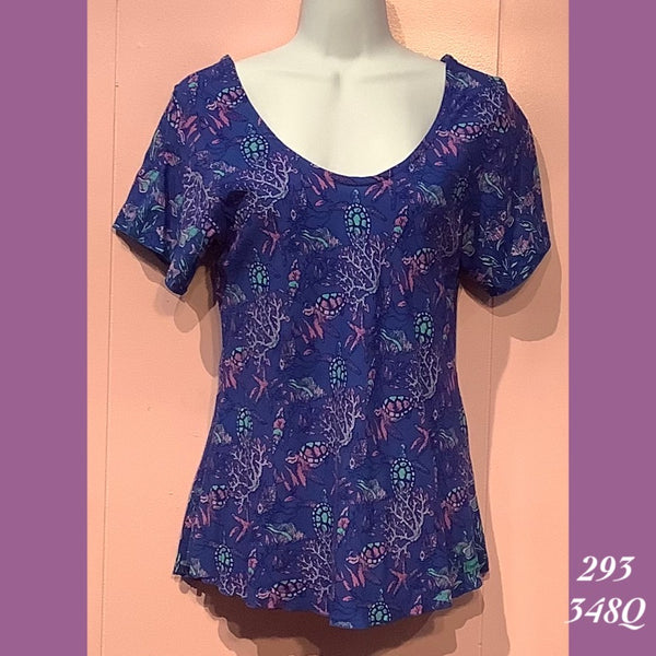 293X - 348Q , Sleeved bias cut top plus size - Rainbow Jo Hilo